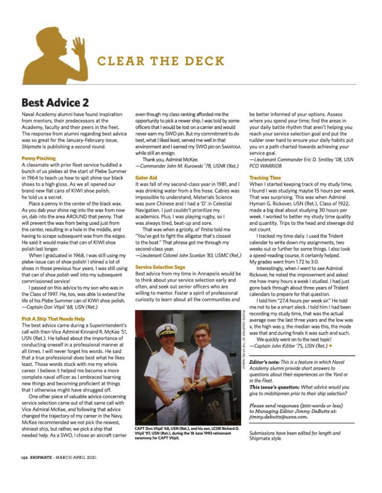 John Kurowski (11th Co.) response featured in Shipmate – USNA 1978