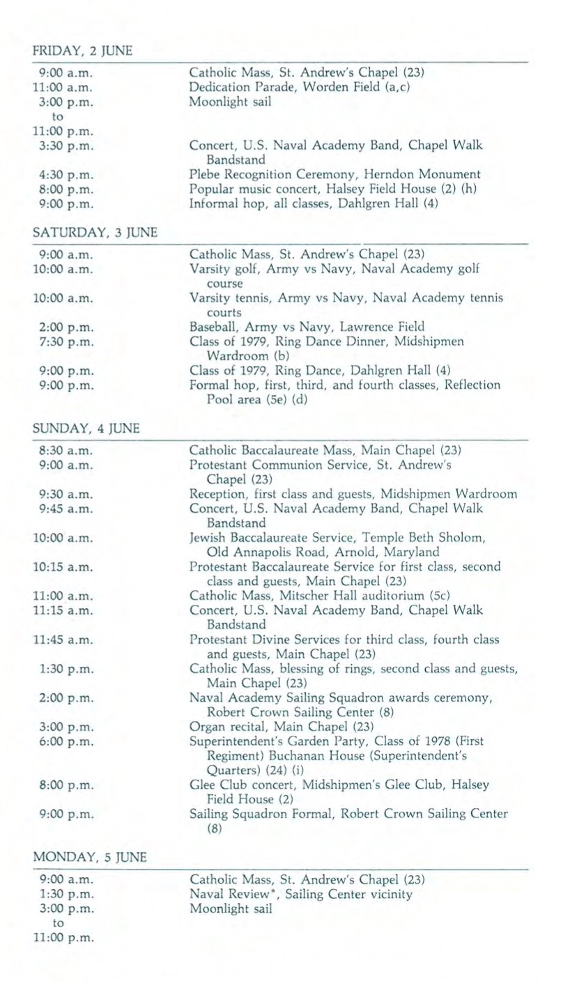 June Week 1978 Program of Events – USNA 1978
